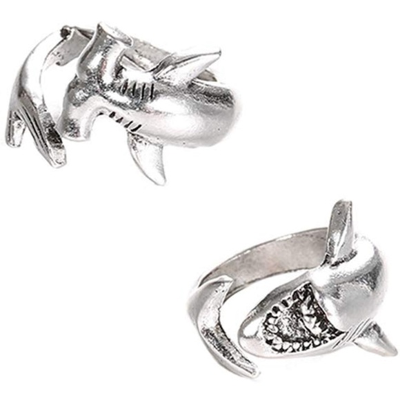 Jewelry | Hammer Head And Great White Sharkring Set Adjustable Silver ...